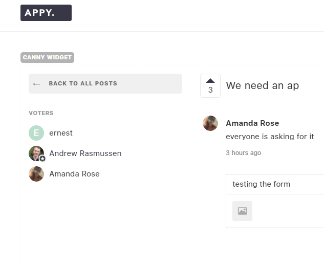 Mobile App | Voters | Canny Demo