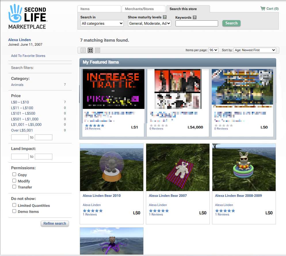 My Store/My Featured Items | Voters | Second Life