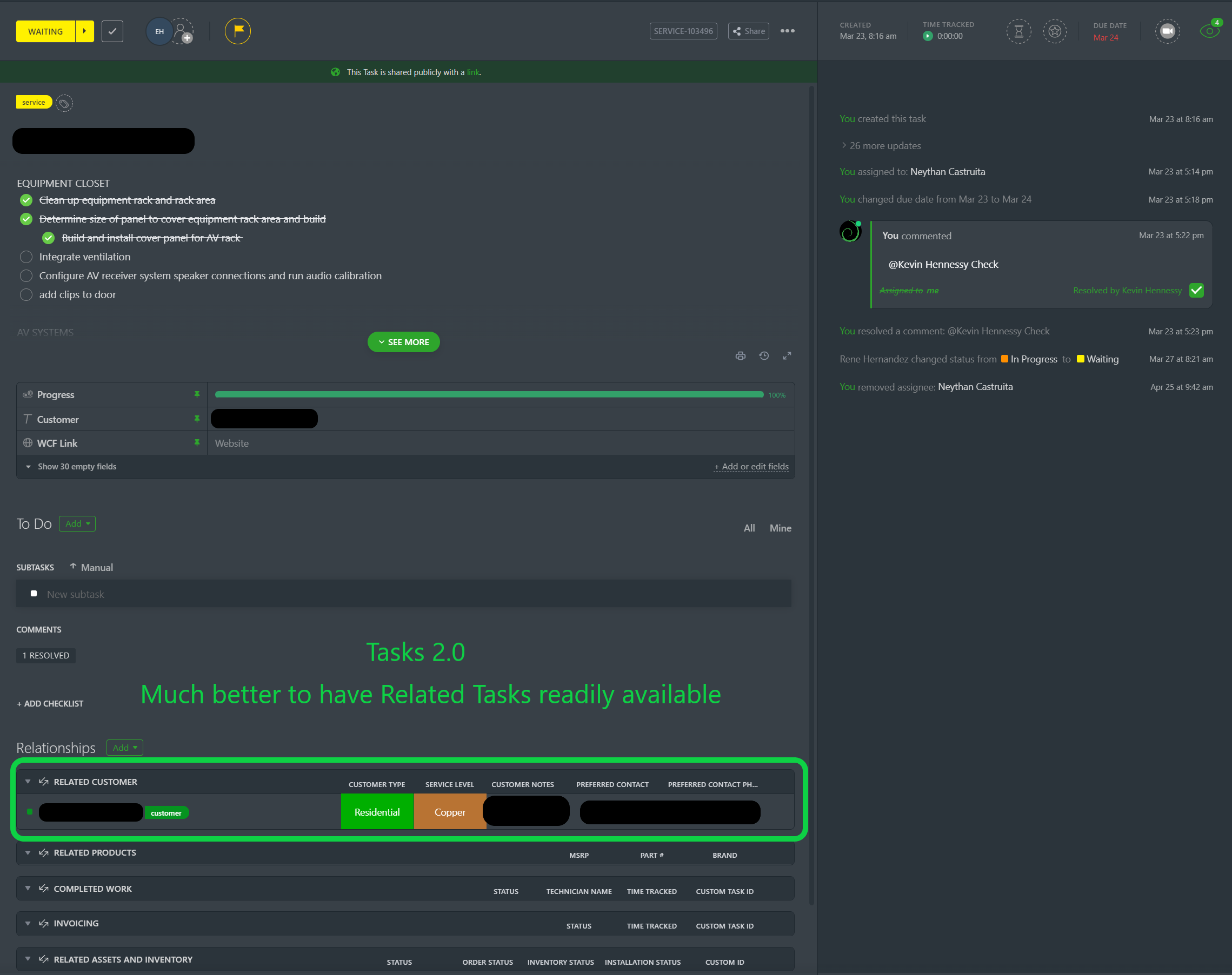 TASK 3.0 Relationships should show the related Task Name, not just that there's a linked ...
