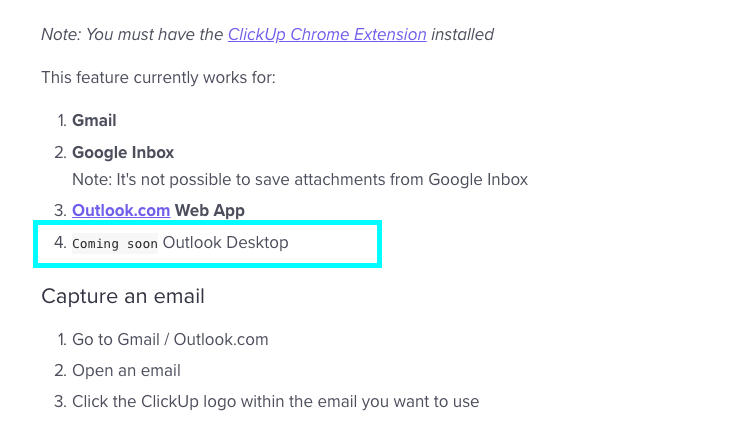 Outlook Email Integration | Integrations | ClickUp
