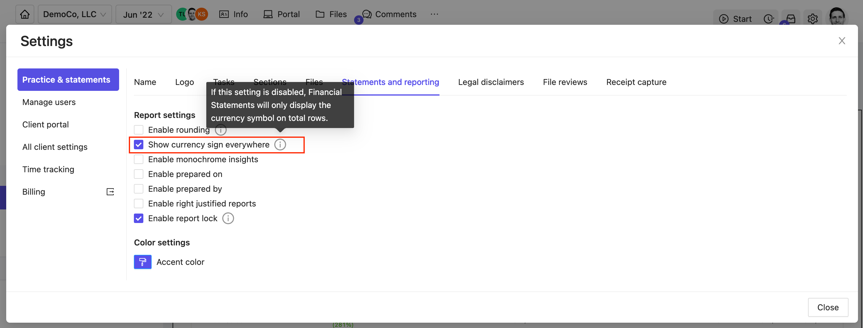 Remove dollar symbol from Financial Statements | Feature Requests | Keeper