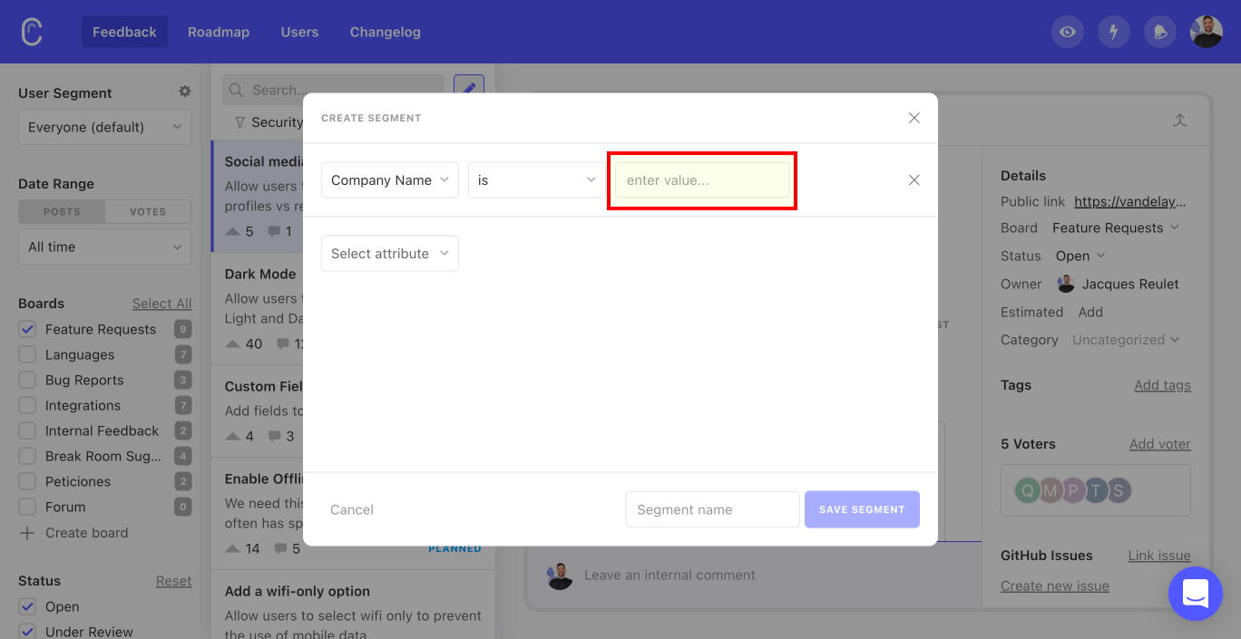 Populate Dropdown On User Values For Segments Feature Requests Canny 8212