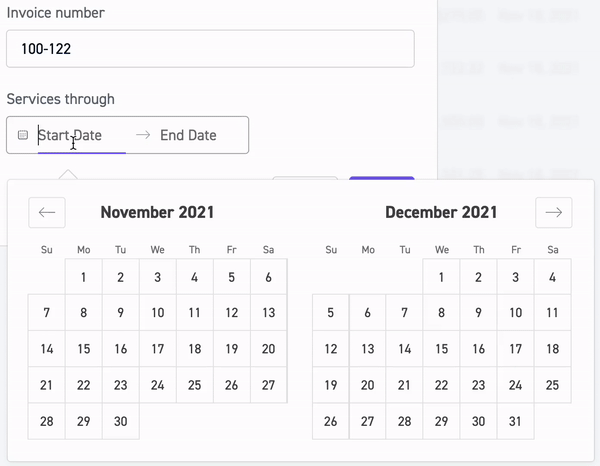 Create Invoices with a Date Range | Monograph Changelog