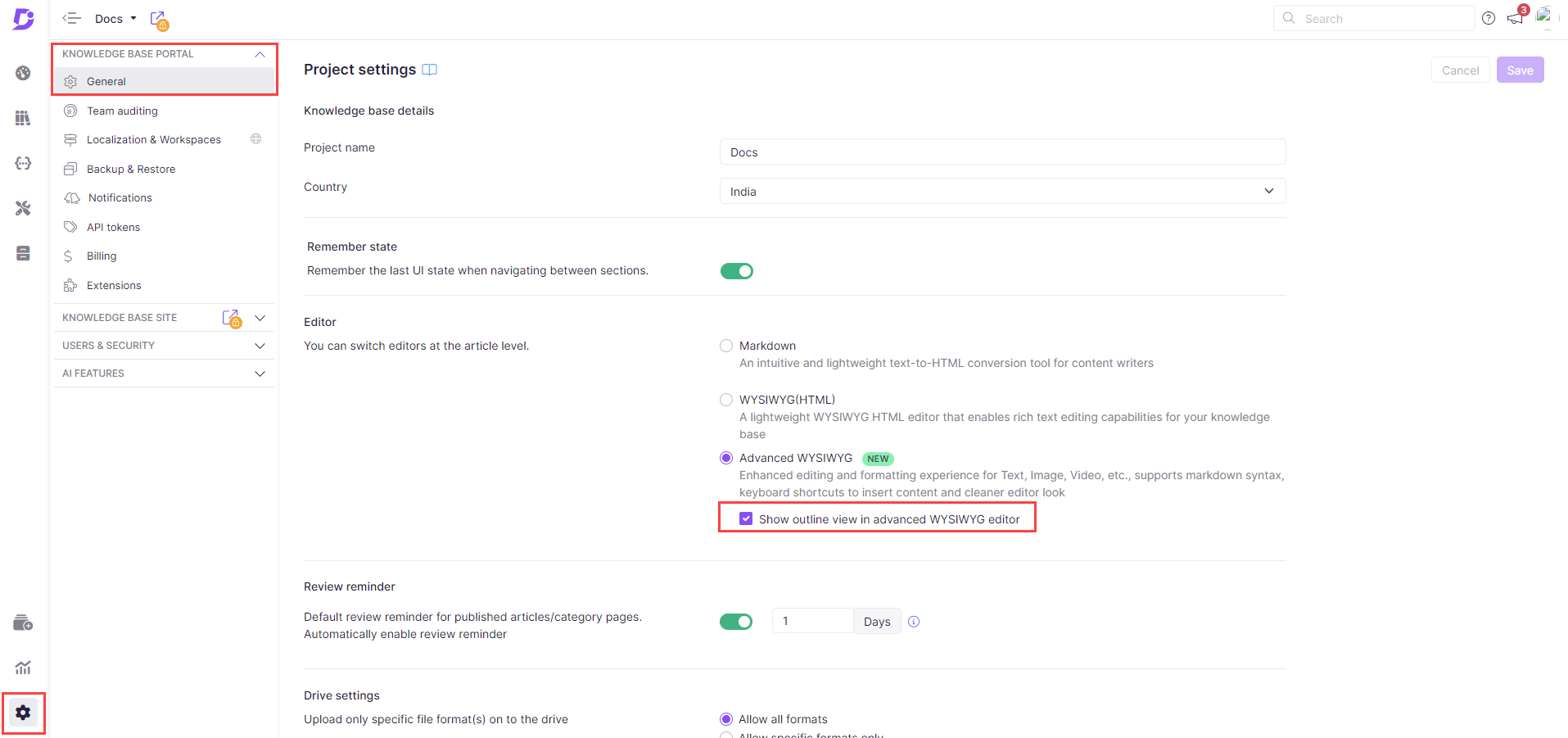 Navigation within article in editor | Voters | Document360