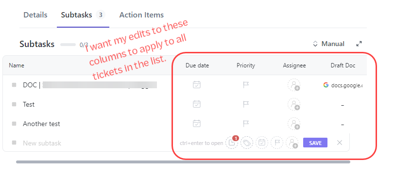 Set custom field columns in subtask tab for an entire list or folder ...