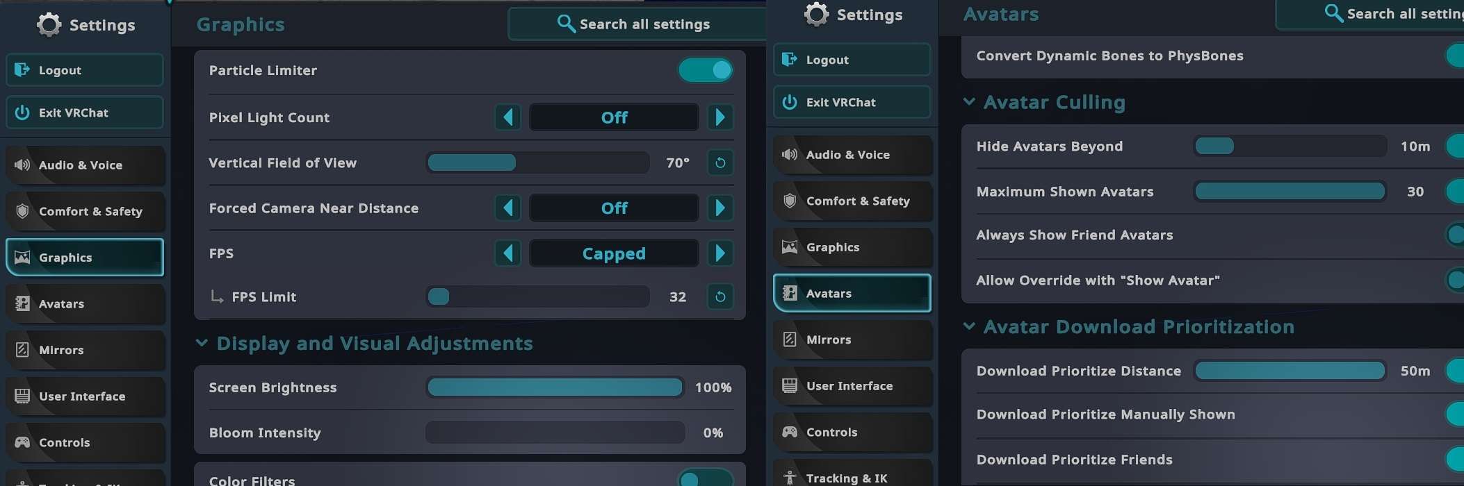 Create a new tap for max performance / My setting | Voters | VRChat