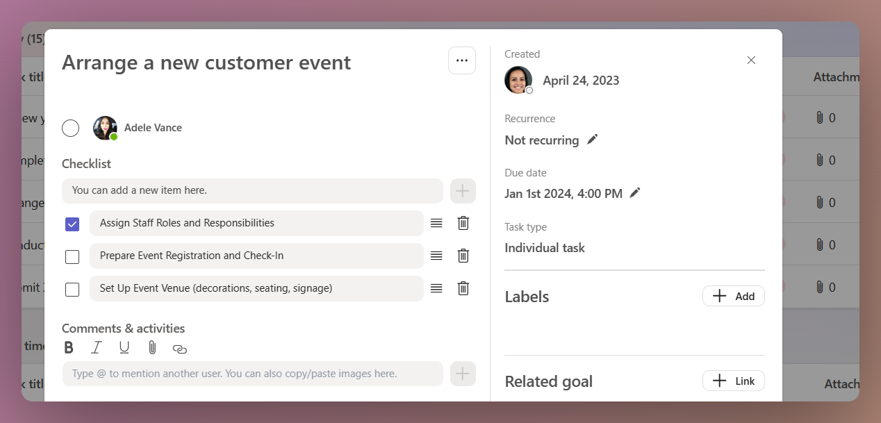 Task Management with Checklists in Teamflect | Teamflect Changelog