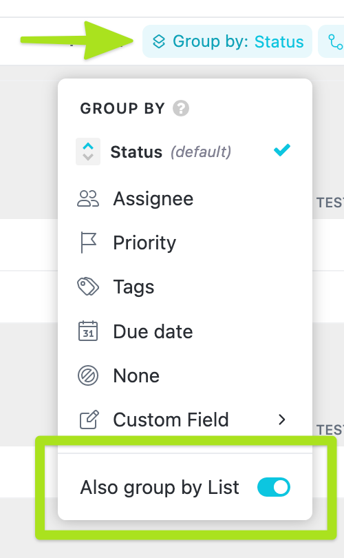 View all lists in folder view, grouped by status, without it being divided into list titles ...