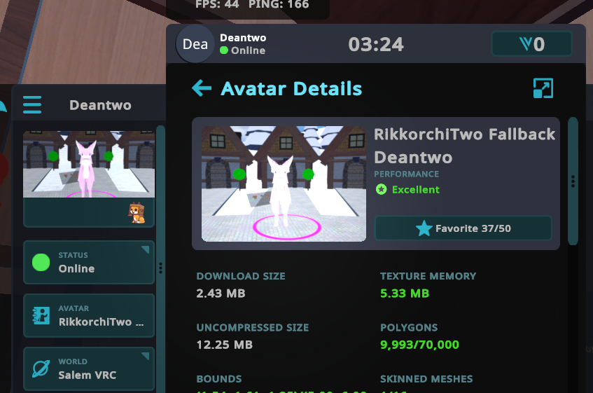 World Lighting Affects Quick Menu Avatar Details Image | Voters | VRChat