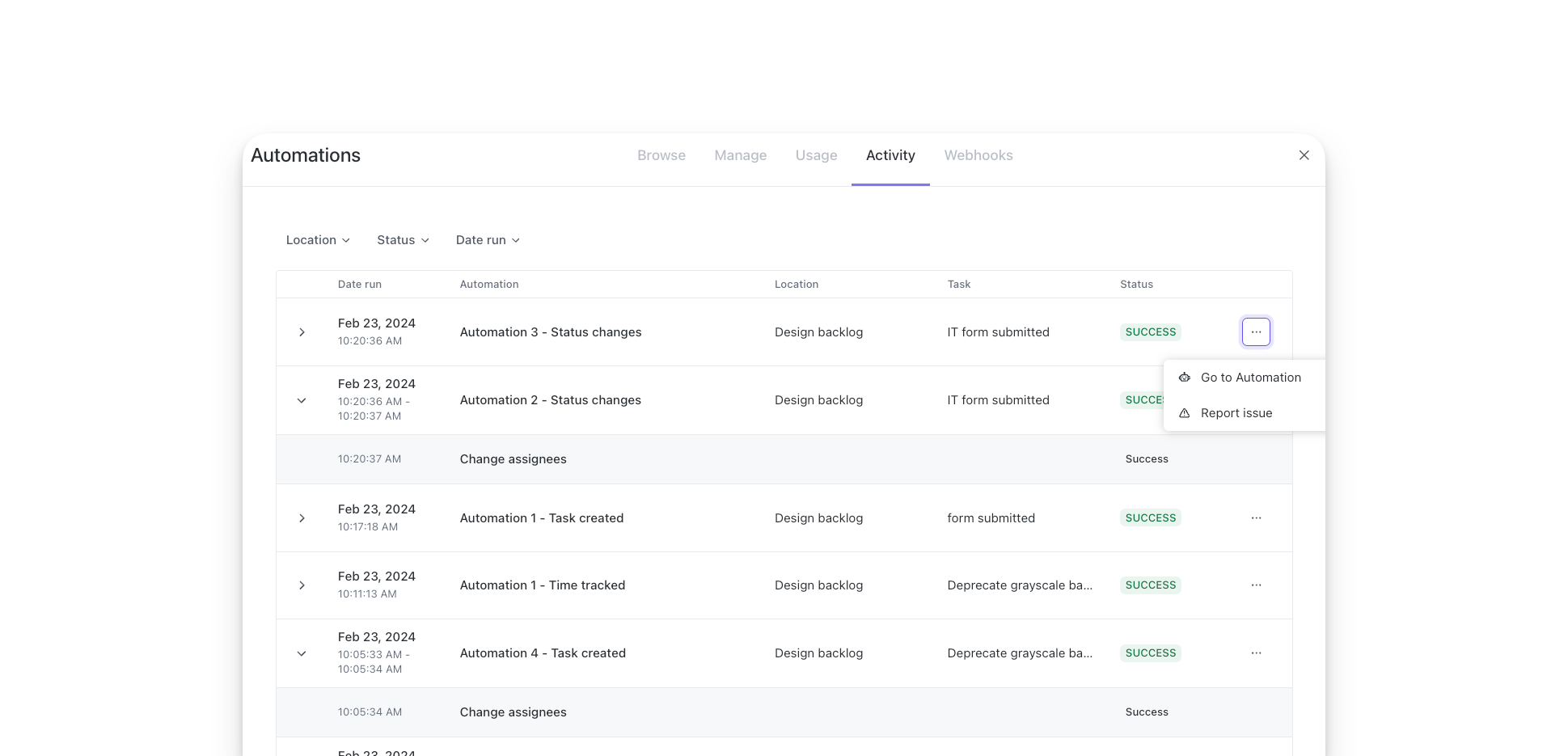 Automation Audit Logs Voters Clickup