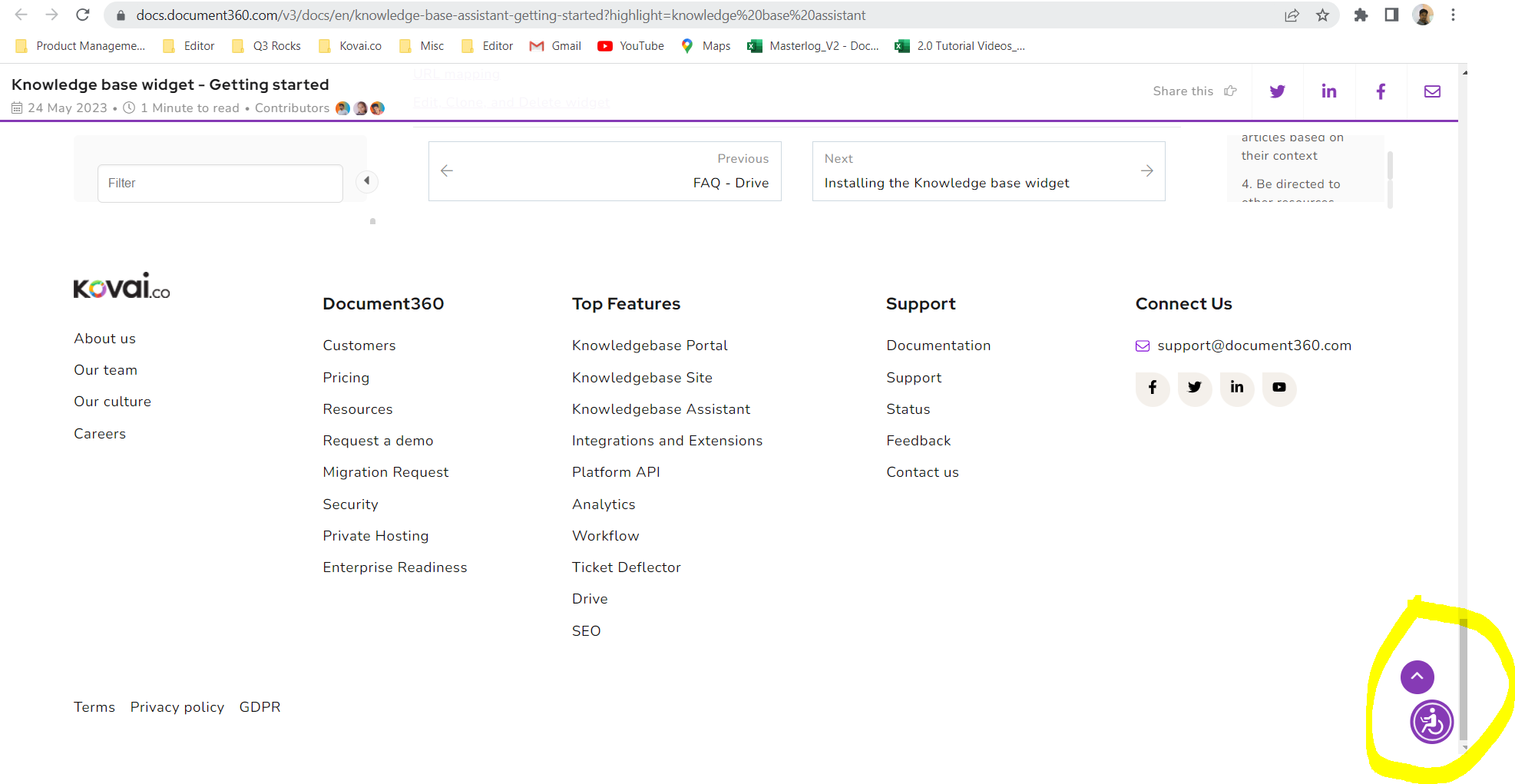 Add a Back to Top Arrow | Voters | Document360