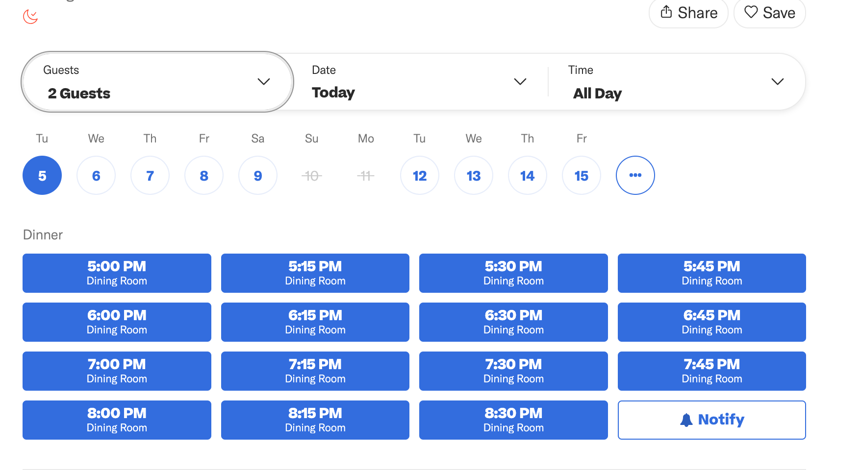 Calendar for Restaurant Table Booking | Voters | HighLevel