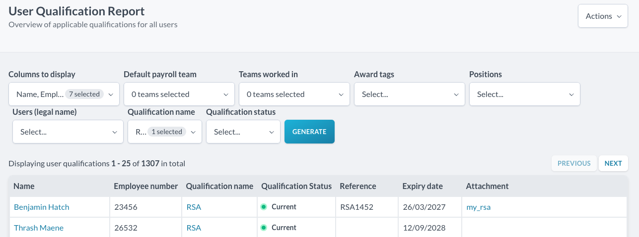 New Report: Employee Qualifications 🪪 | Tanda Changelog