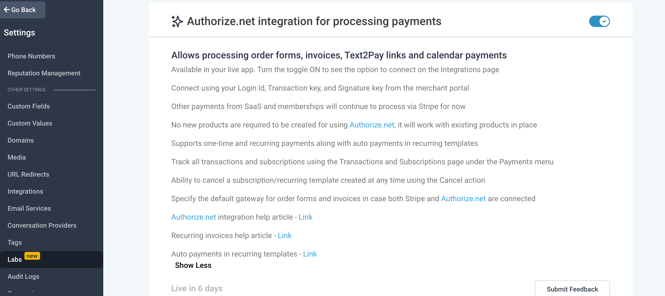 Process payments for calendar appointment bookings using Authorize.net | HighLevel Changelog