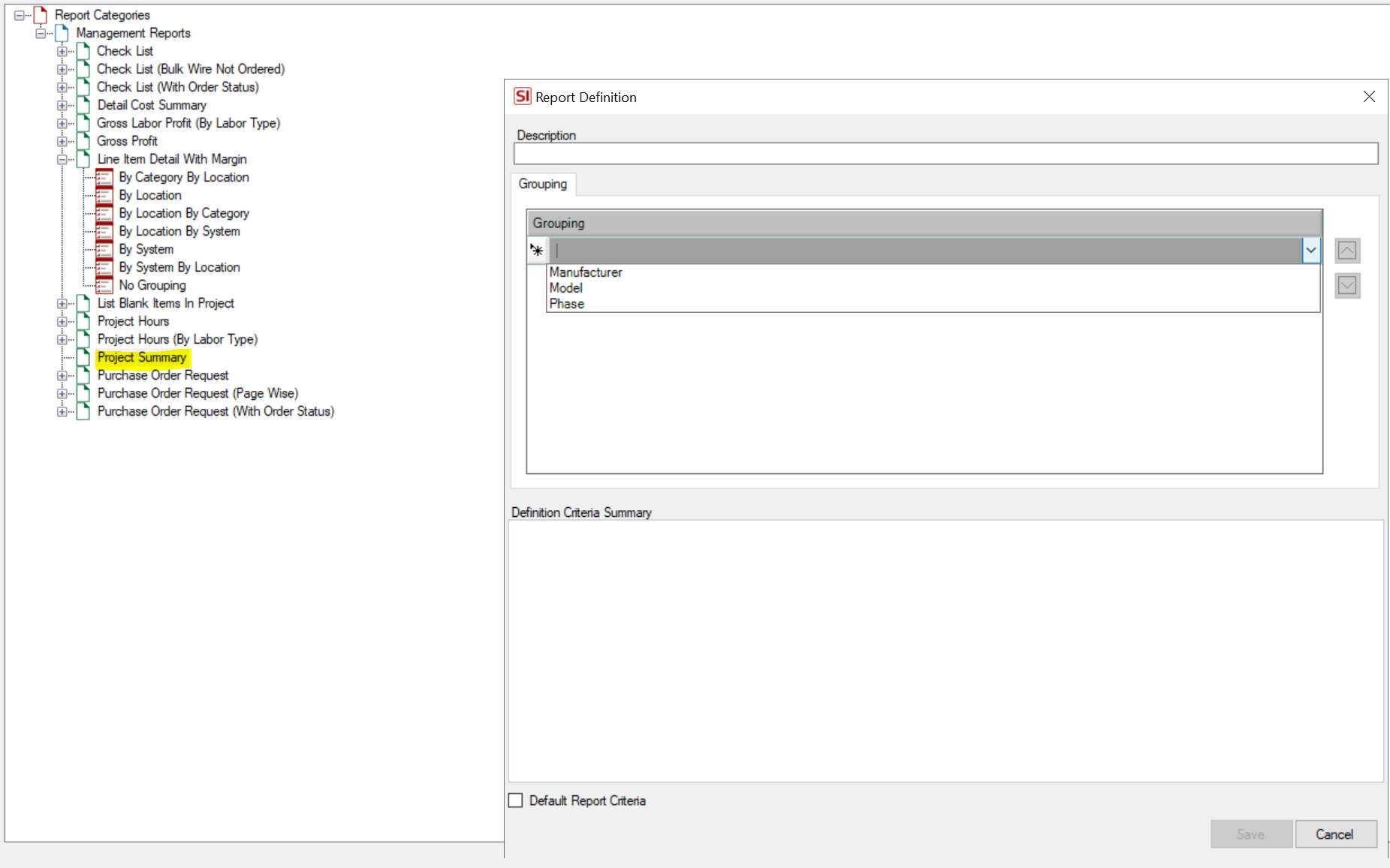 Project Summary Report (Add Grouping) | Voters | D-Tools System Integrator