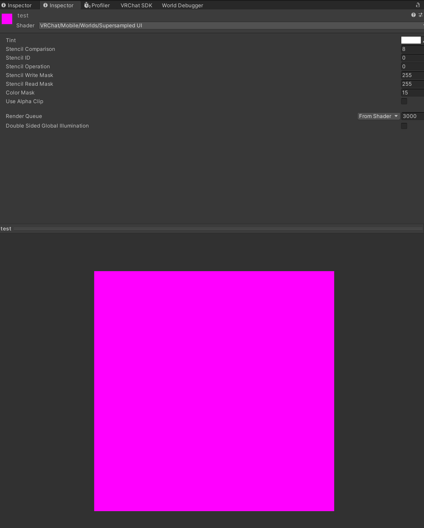 "Default/UI shader" material is breaking. | Voters | VRChat