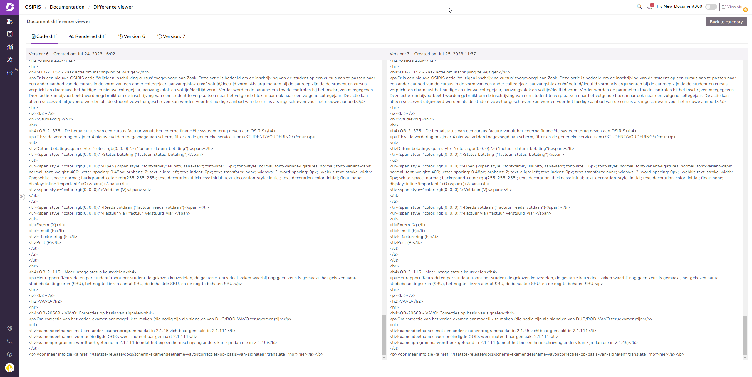 Compare Versions Does Not Work Correctly Voters Document360 