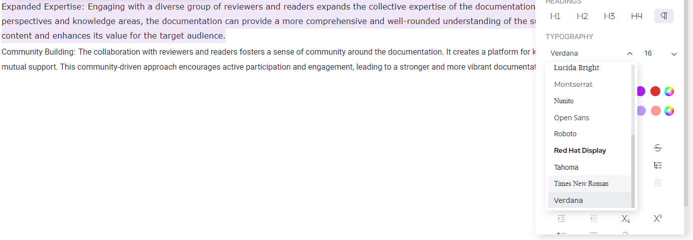 Block editor changes defined font of our style guide | Voters | Document360