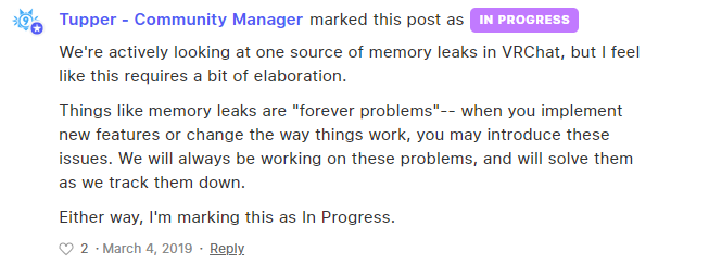 Memory leak | Voters | VRChat