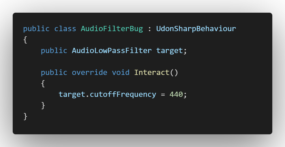 Audio Low Pass Filter Cutoff Frequency cannot be changed at runtime. | Voters | VRChat