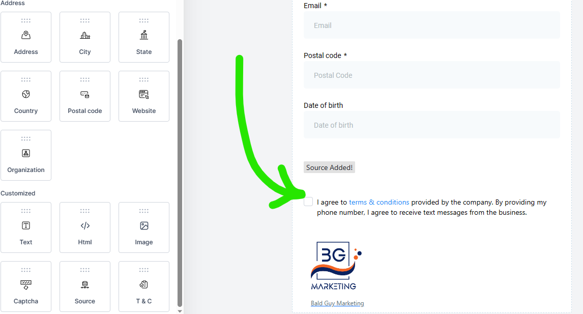 Terms & Conditions Check Box Form Element | Forms | HighLevel