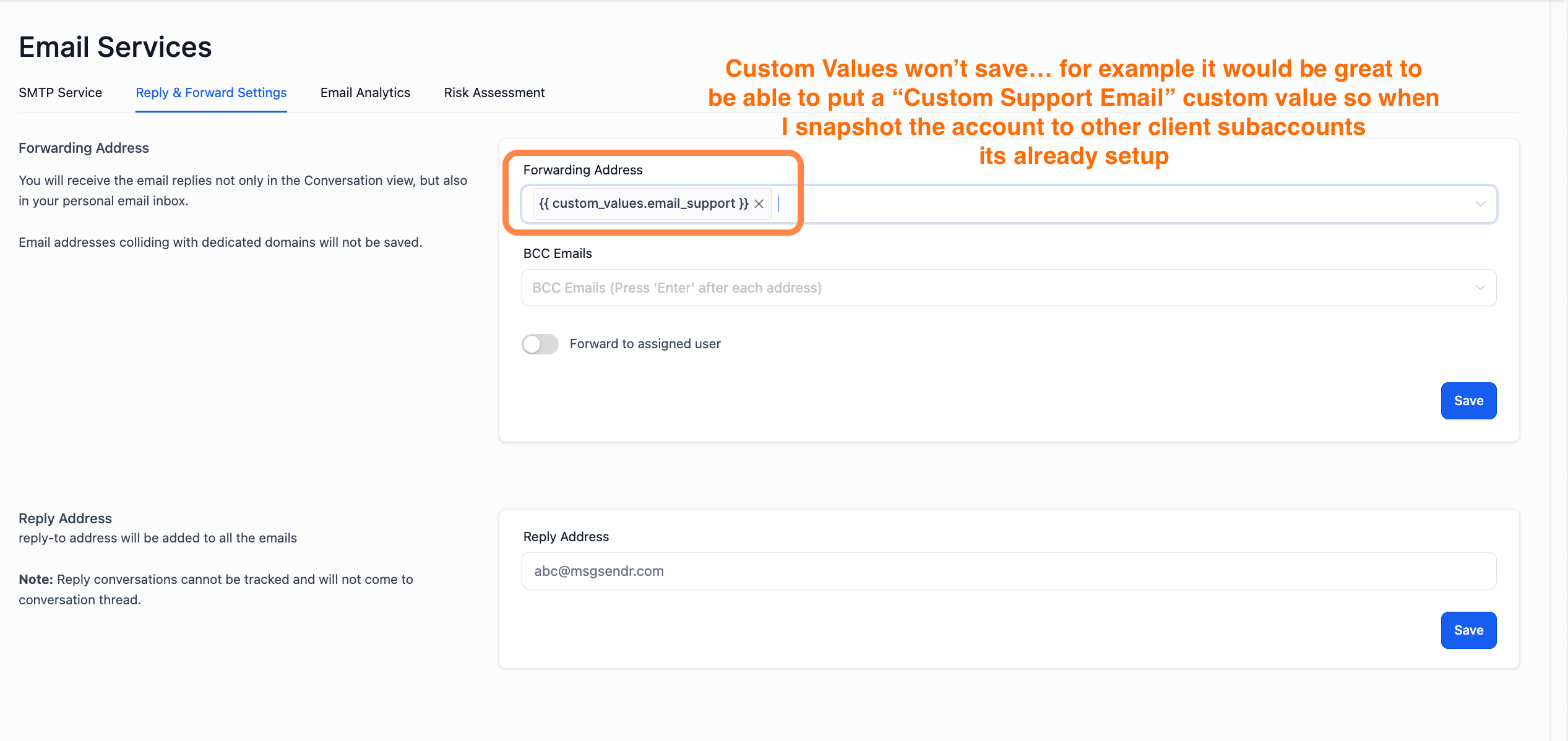 📧 Custom Values in "Reply & Email Forwarding" Settings | Voters | HighLevel