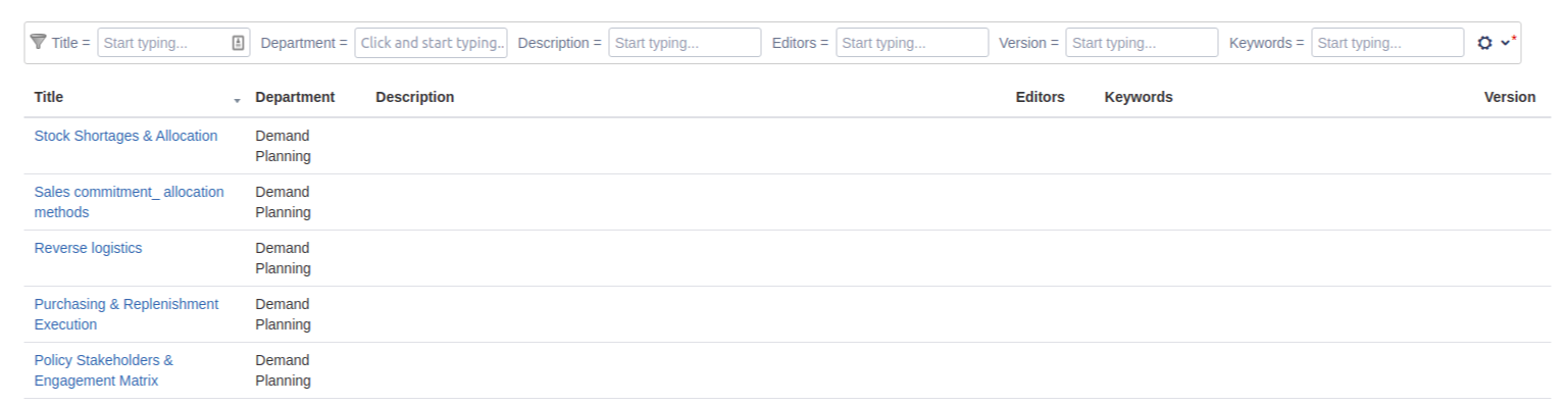Table filters for Docs Home | Voters | ClickUp
