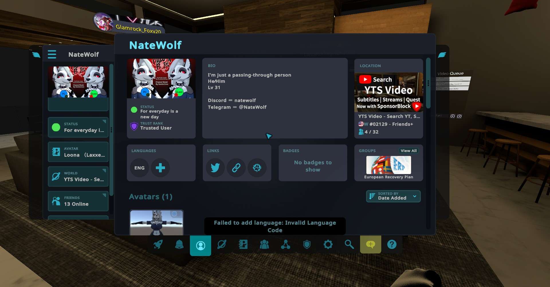 Can't add language | Voters | VRChat