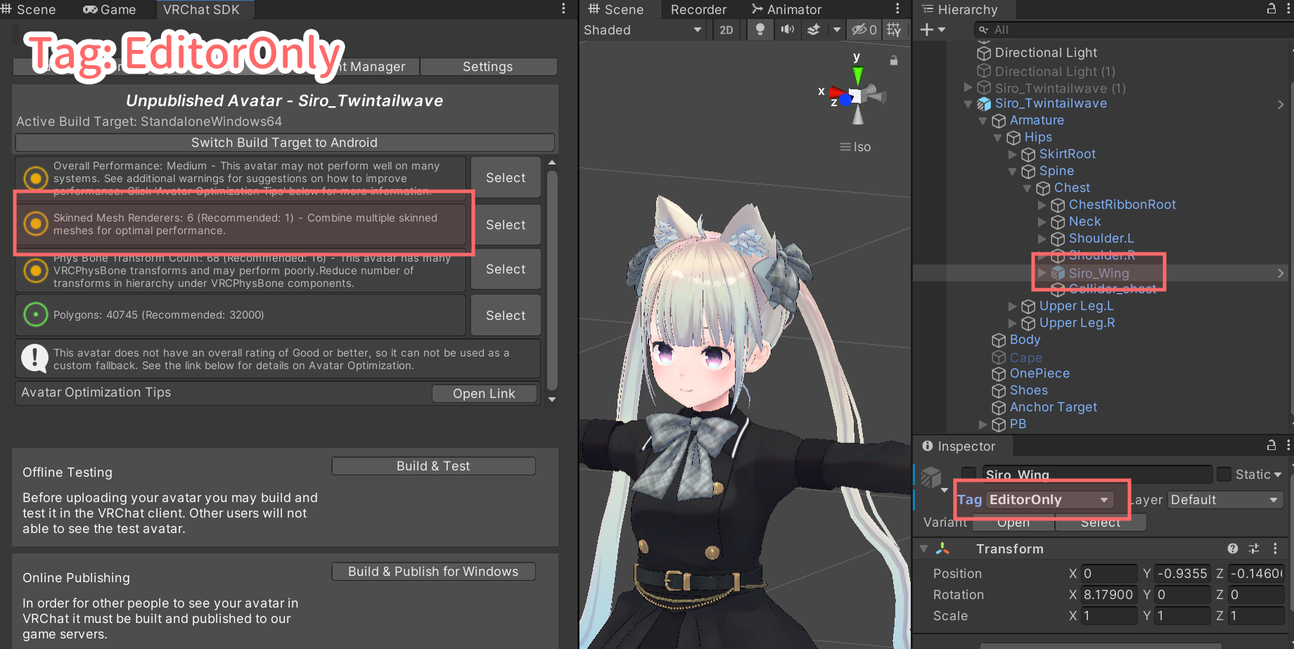 EditorOnly tags for objects nested in avatars are ignored | Voters | VRChat