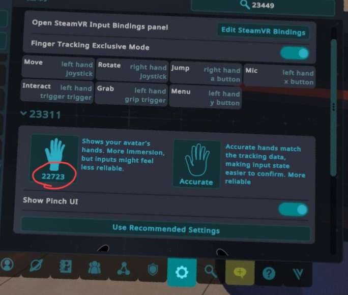 Split string "Avatar" in Finger Tracking setting | Voters | VRChat