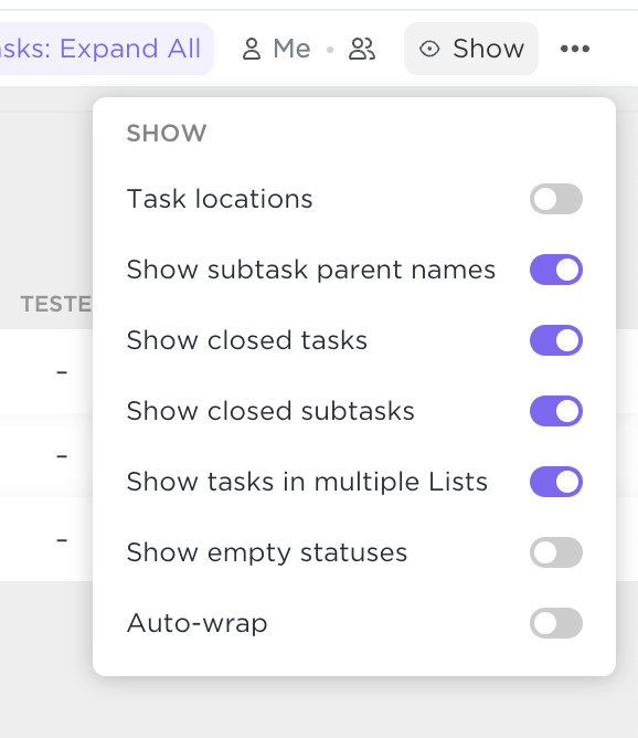 'Show closed' subtasks | Voters | ClickUp 'Show closed' subtasks | Voters | ClickUp