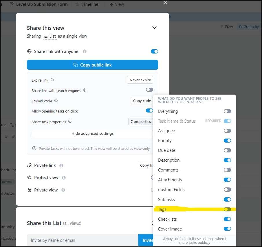 Hide Tags / Show Tags as their own column | Voters | ClickUp